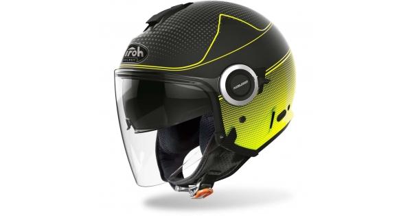 Casco jet AIROH HELIOS MAP yellow matt Helmet giallo opaco